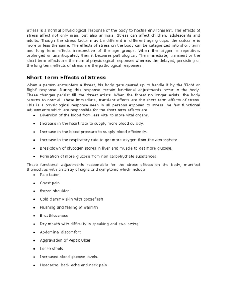 Short Term Effects of Stress | PDF | Psychological Trauma | Stress ...