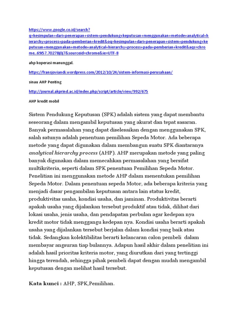 AHP Contoh Perhitungan Dan Langkah-Langkah Penting | PDF