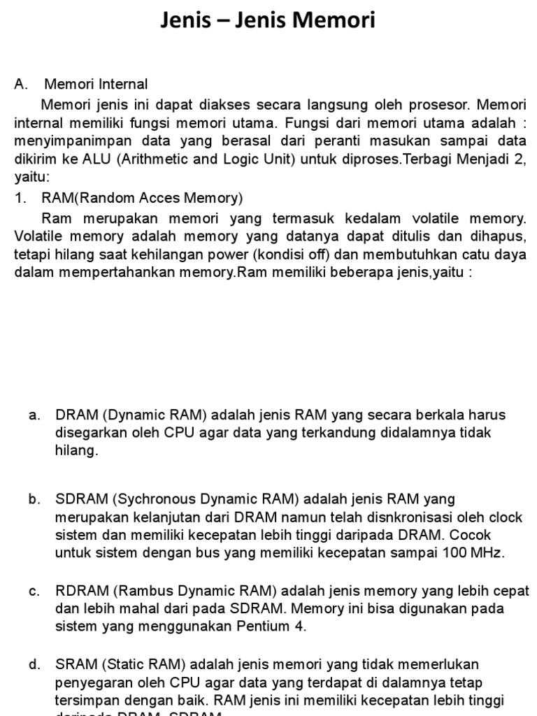 Jenis - Jenis Memori | PDF