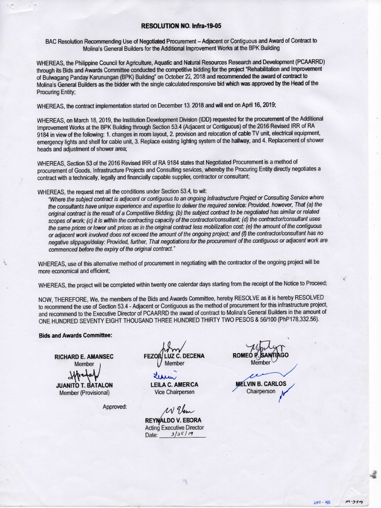 BAC Resolution No. INFRA-19-05 - Recommending Use of Negotiated ...