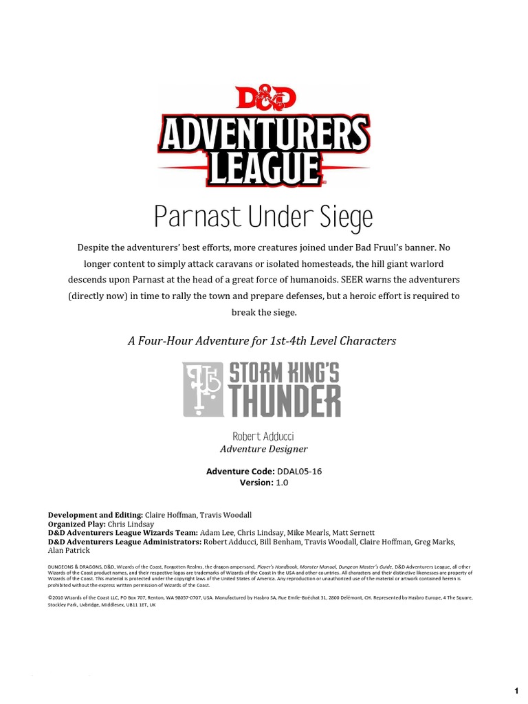 Parnast Under Siege: A Four-Hour Adventure For 1st-4th Level Characters ...