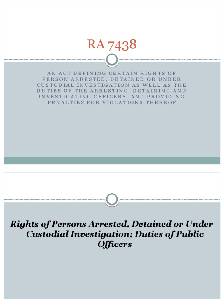 Ra 7438 | PDF | Right To Silence | Criminal Justice