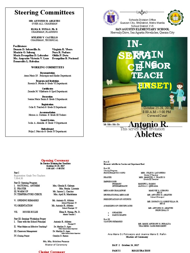 INSET Program Invitationedited | PDF | Behavior Modification | Human Nature