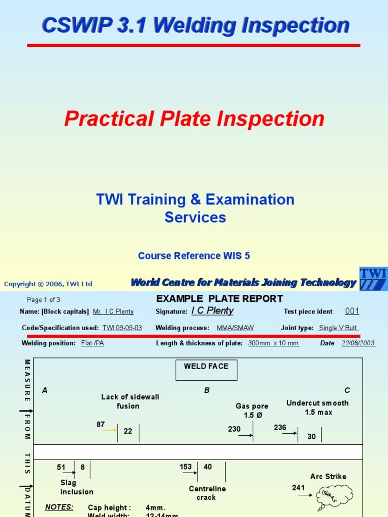 CSWIP Practical Plate Answers | PDF | Welding | Construction