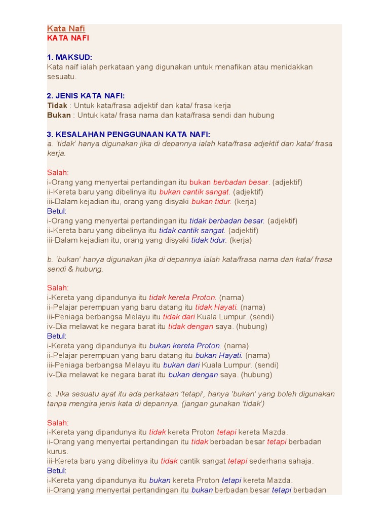 Kata Nafi | PDF