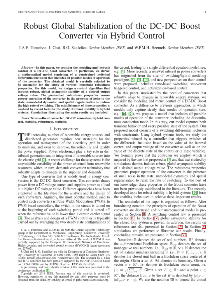 Robust Global Stabilization of The DC-DC Boost Converter Via Hybrid ...