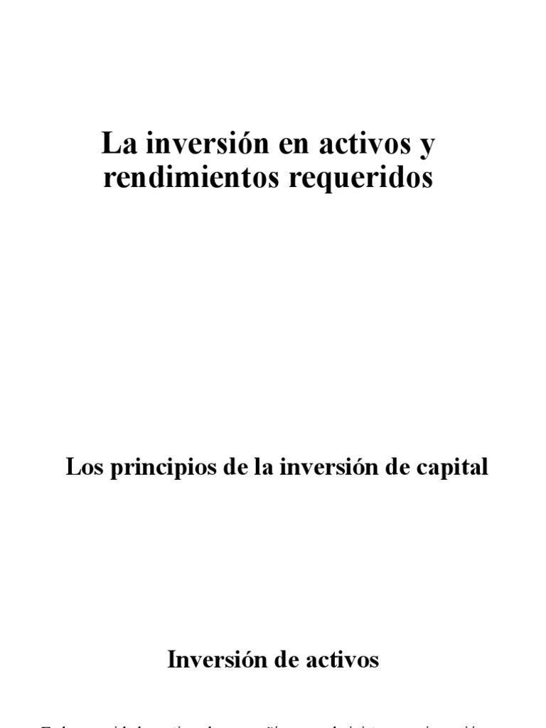 1.3 Inversion en Activos y Rendimientos Requeridos | PDF | Inversiones ...
