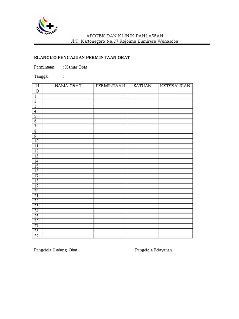 Form Permintaan Obat Klinik | PDF