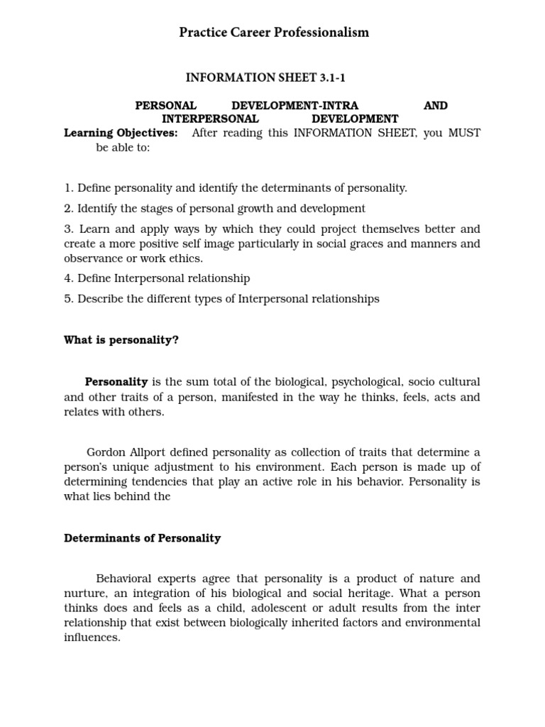 Practice Career Professionalism | PDF | Goal | Interpersonal Relationships