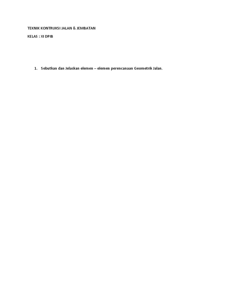 Soal Konstruksi Jalan & Jembatan Kls XI DPIB | PDF