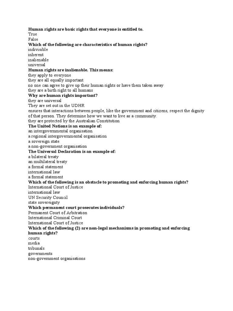 Human Rights Questions | PDF | Human Rights | Policy