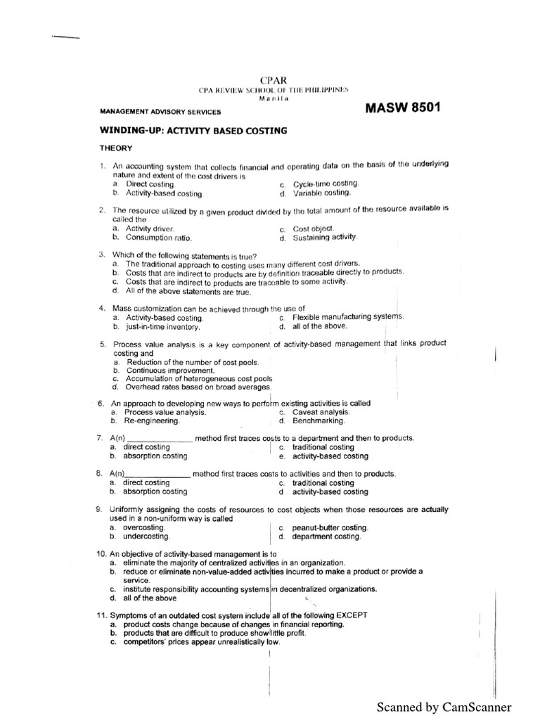 CPAR - MAS Activity Based Costing | PDF
