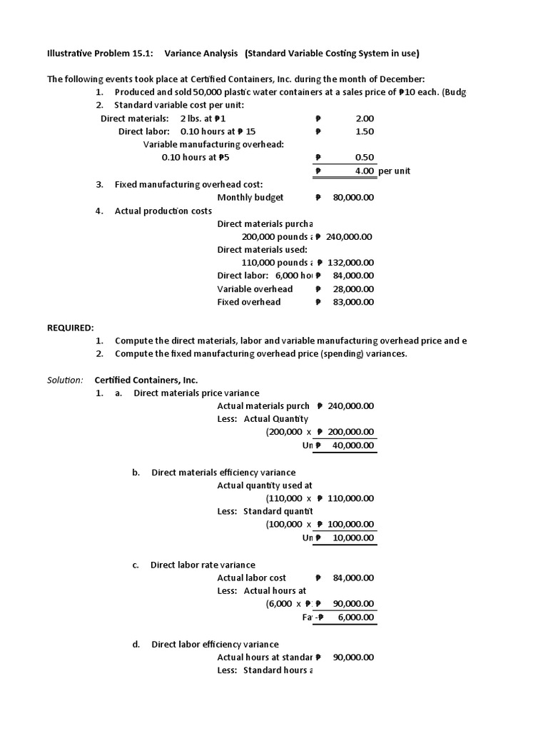 Variance Analysis for Certified Containers | PDF | Inventory | Cost Of ...