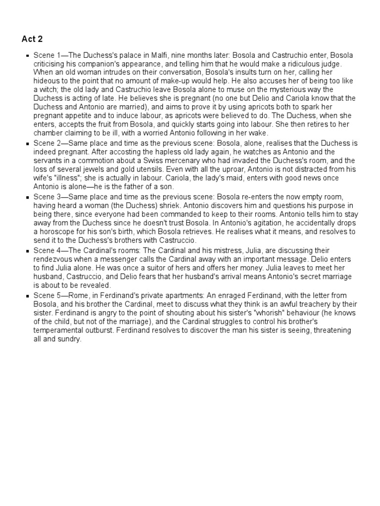 The Duchess of Malfi - Act 2 | PDF
