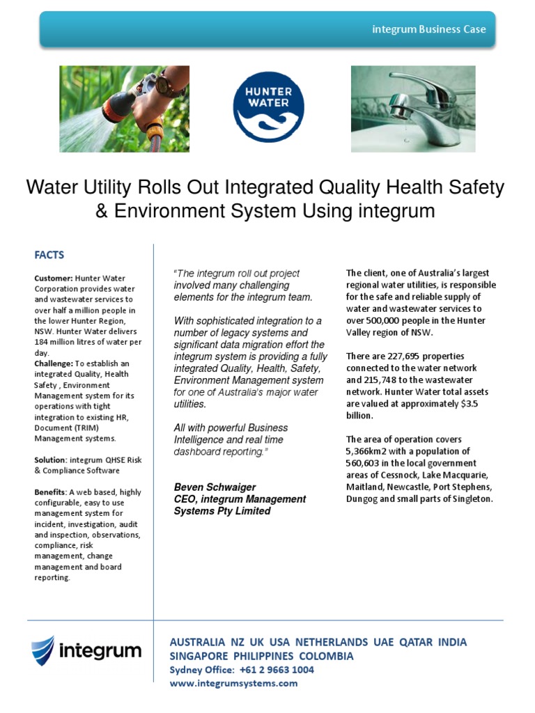 Integrum Water Utility Case Study 2017 | PDF | Regulatory Compliance ...