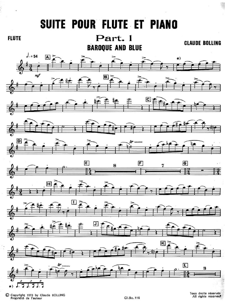 Claude Bolling - Suite For Flute & Piano - Flute Part | PDF
