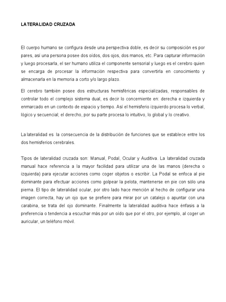Lateralidad Cruzada | PDF