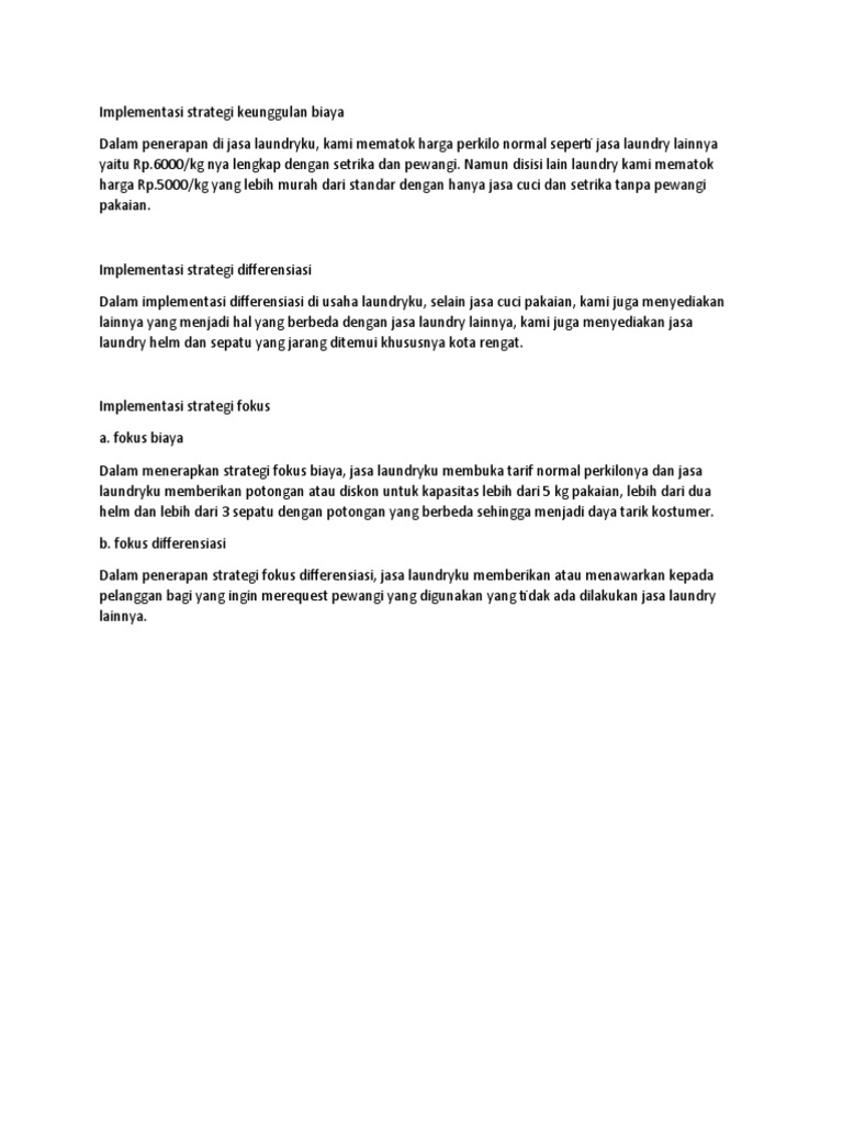 Implementasi Strategi Keunggulan Biaya | PDF