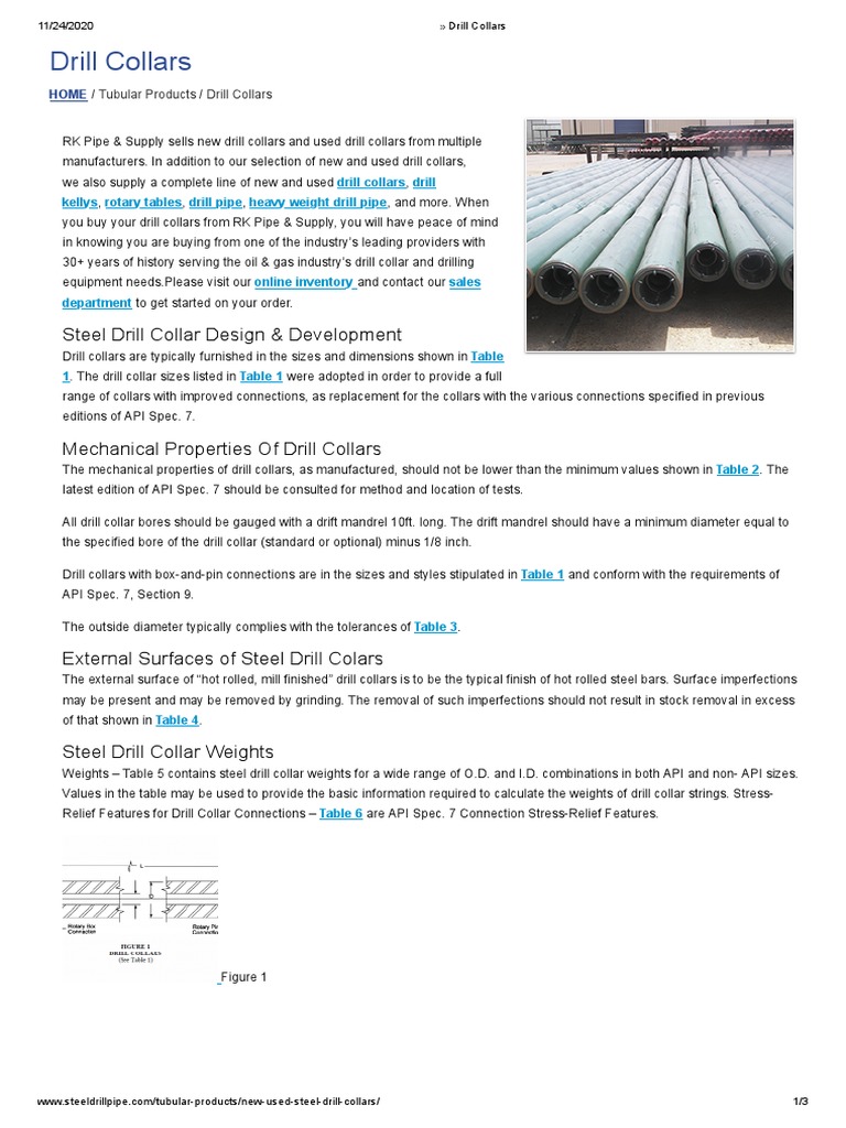 Specifications, Designs, and Properties of Drill Collars for Oil and ...