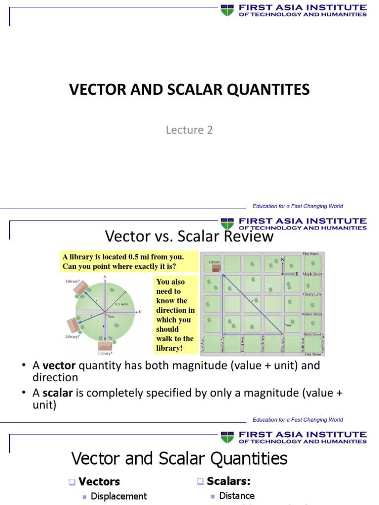 Phy 433 03 Vector And Scalar Quantities Pdf Euclidean Vector Velocity