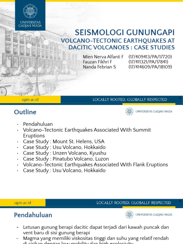 Seismologi Gunungapi Volcano-Tectonic Earthquakes at Dacitic Volcanoes - Case Studies | PDF