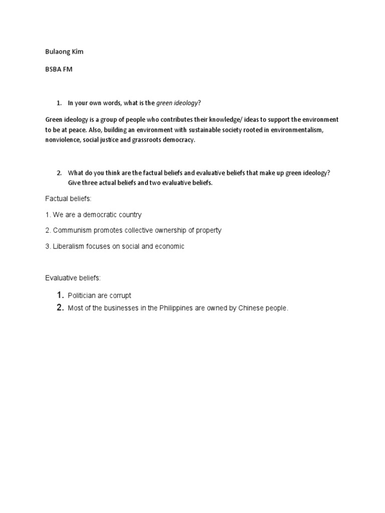 Understanding Green Ideology | PDF | Politics