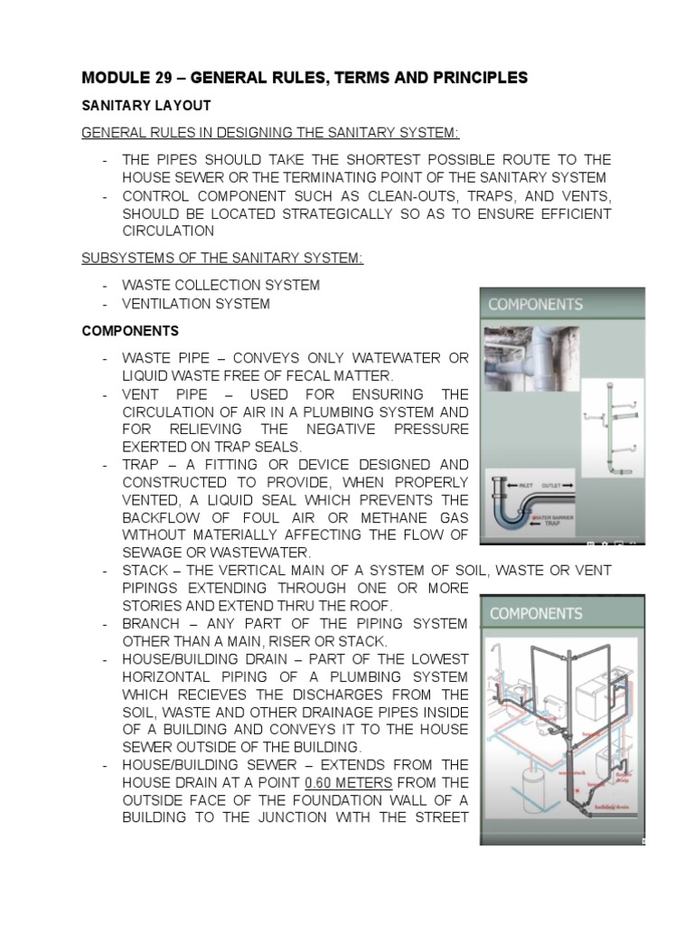 Module 29 - General Rules, Terms and Principles: Sanitary Layout | PDF ...