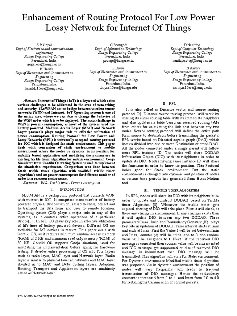 Enhancement of Routing Protocol For Low Power Lossy Network For ...