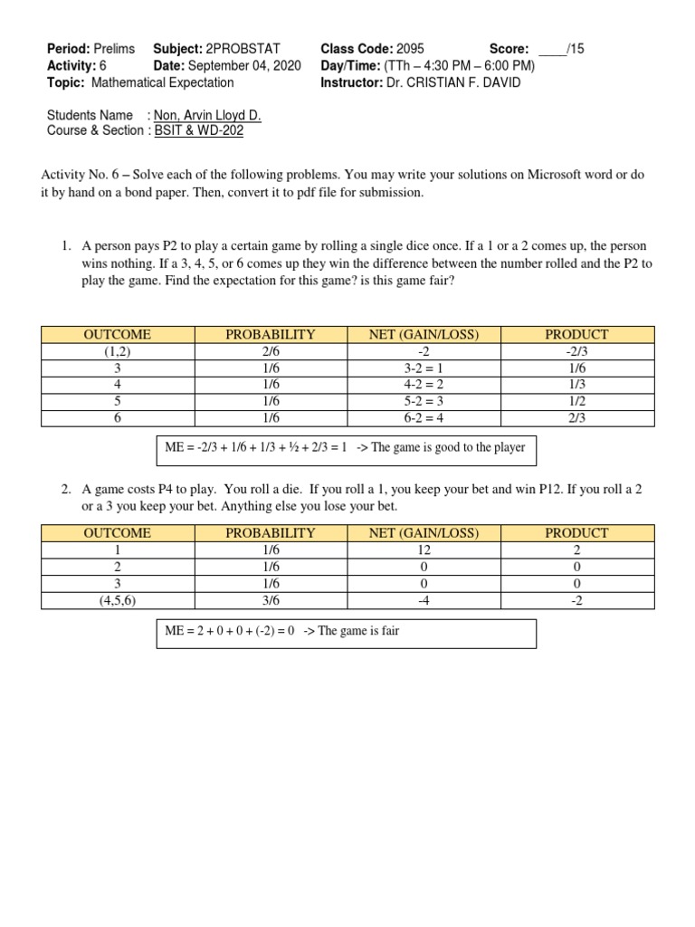 2probstat Non Arvinlloyd WD-202 Act6 | PDF
