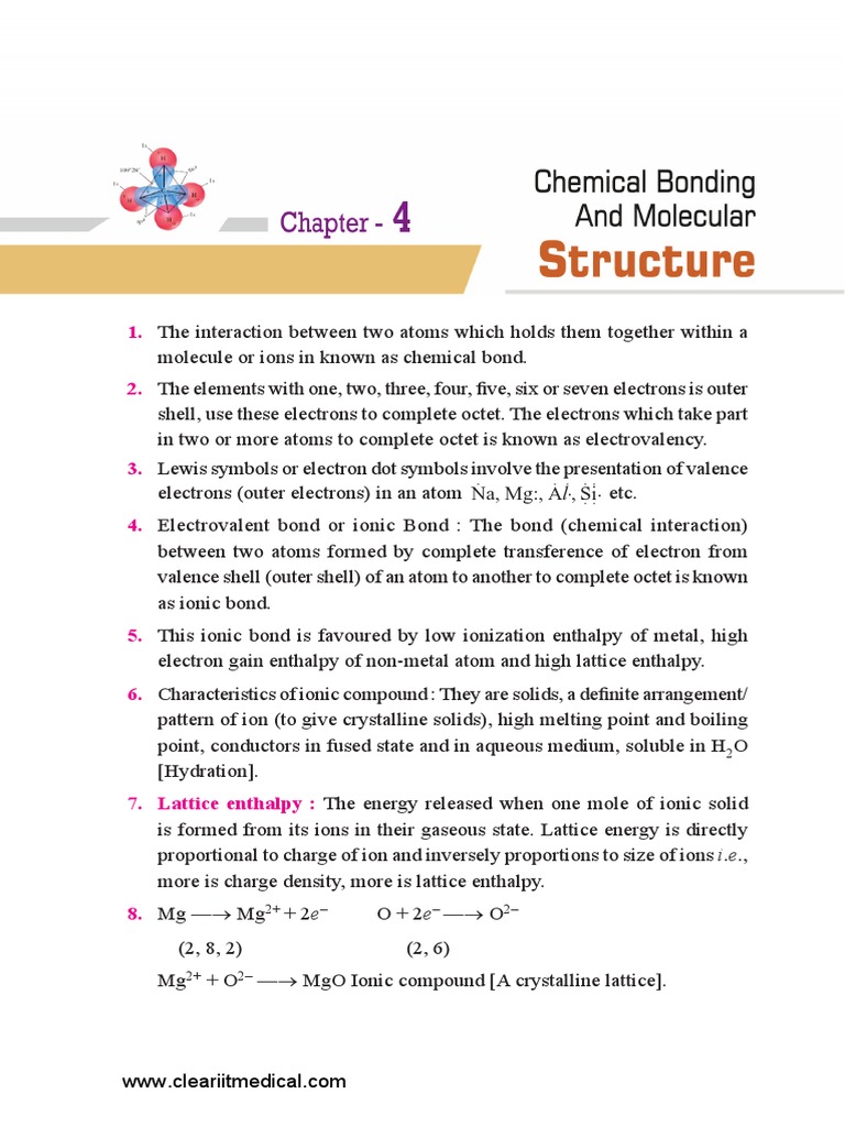 Chapter 4 Points To Remember | PDF | Chemical Bond | Covalent Bond
