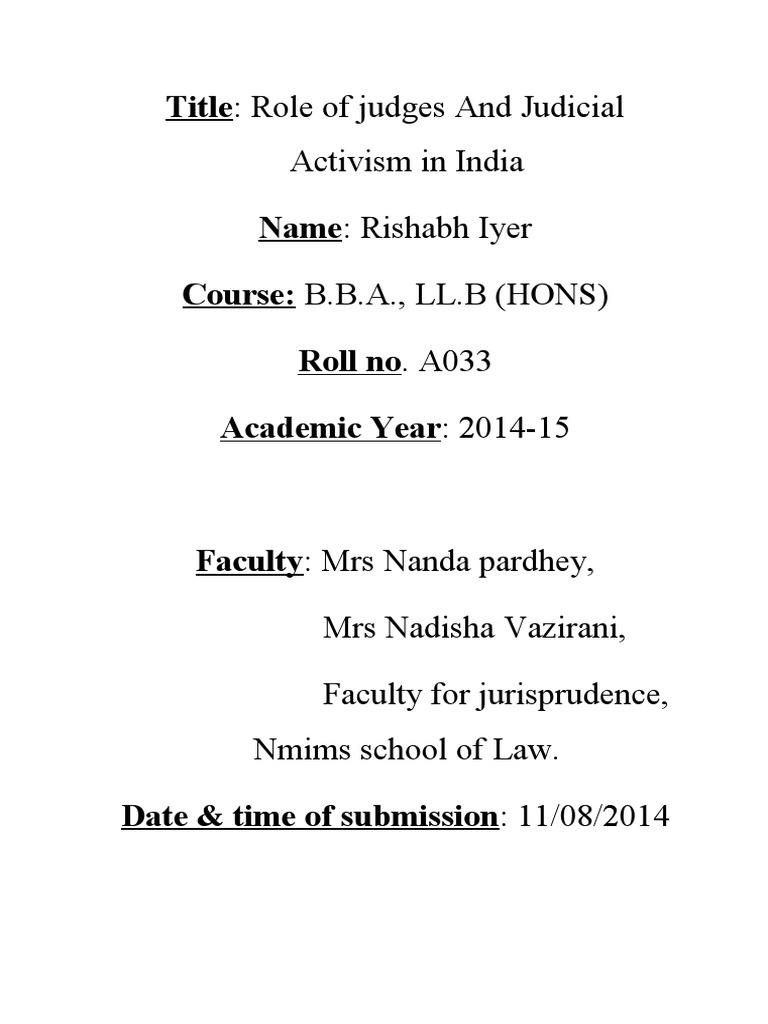 Judicial Activism in India | PDF | Supreme Court Of India | Jurisprudence