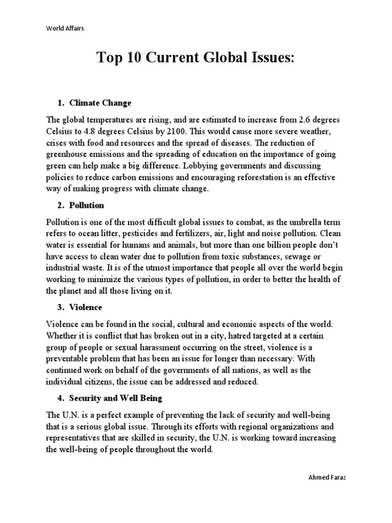 Top 10 Current Global Issues | PDF | Climate Change | Pollution