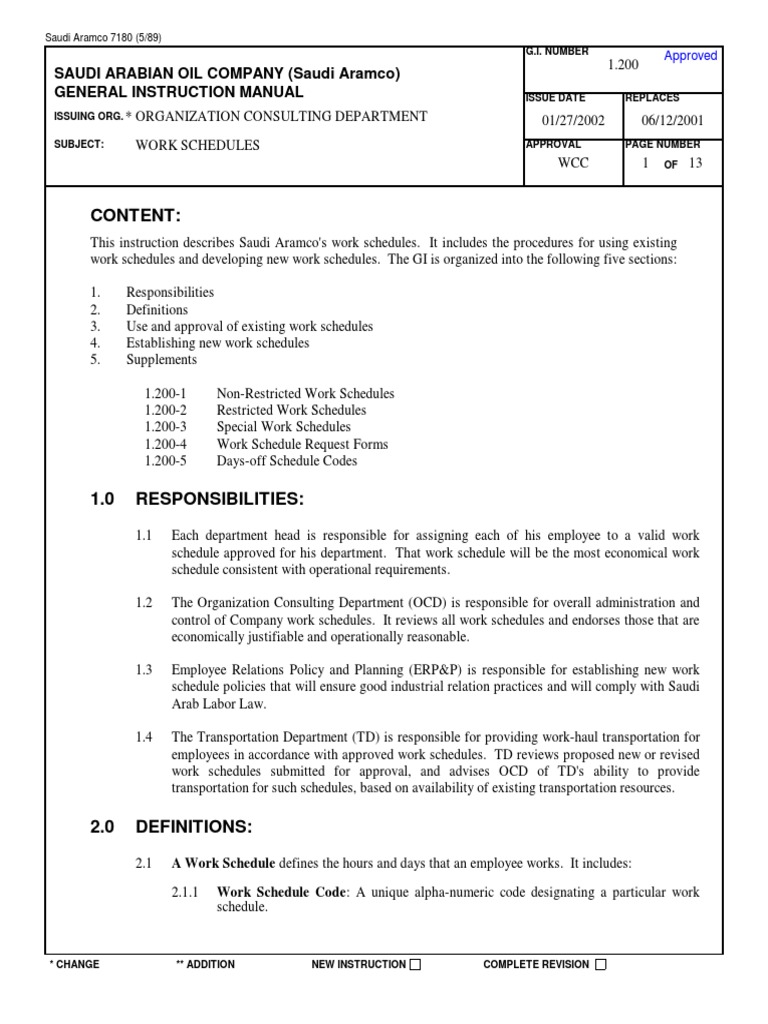 Content:: Saudi Arabian Oil Company (Saudi Aramco) General Instruction ...