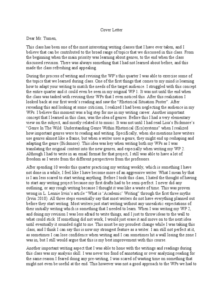 Cover Letter | PDF | Genre | Rhetoric