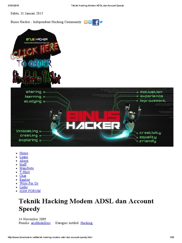 Teknik Hacking Modem ADSL Dan Account Speedy | PDF