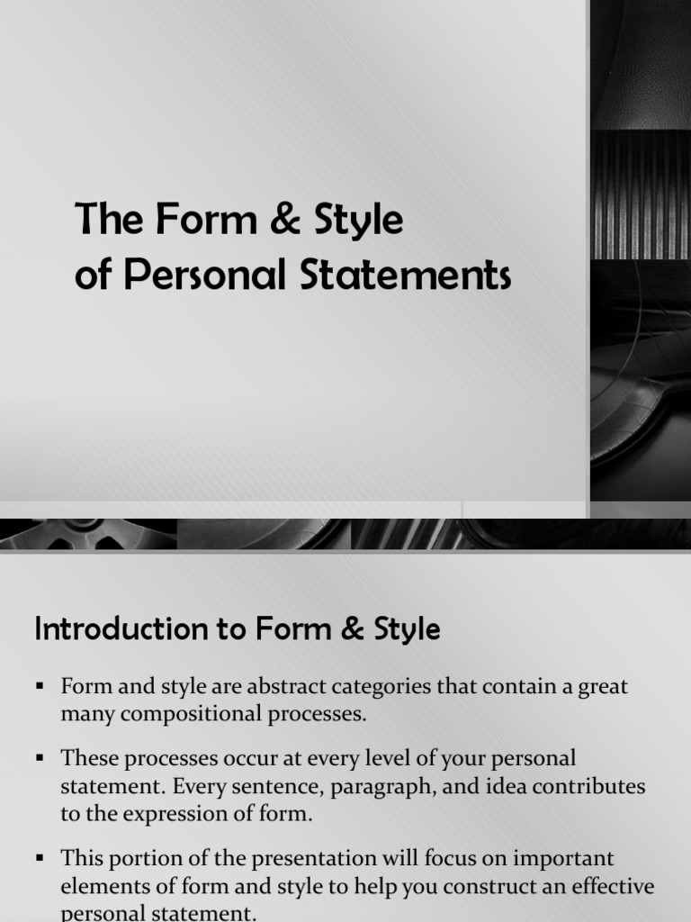 The Form & Style of Personal Statements | PDF | Sentence (Linguistics ...