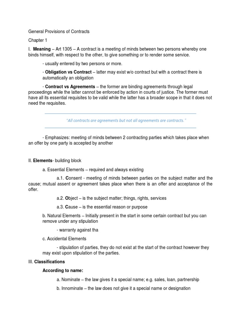 General Provisions of Contracts | PDF | Offer And Acceptance | Misrepresentation
