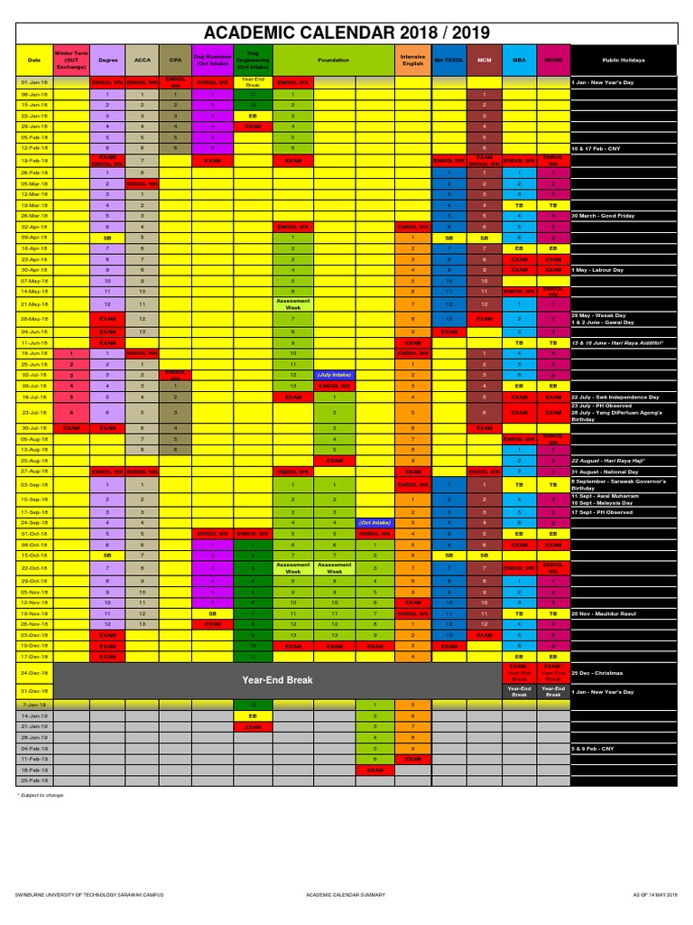 Academic Calendar 2018 / 2019: Year-End Break | PDF | Festival | Holidays