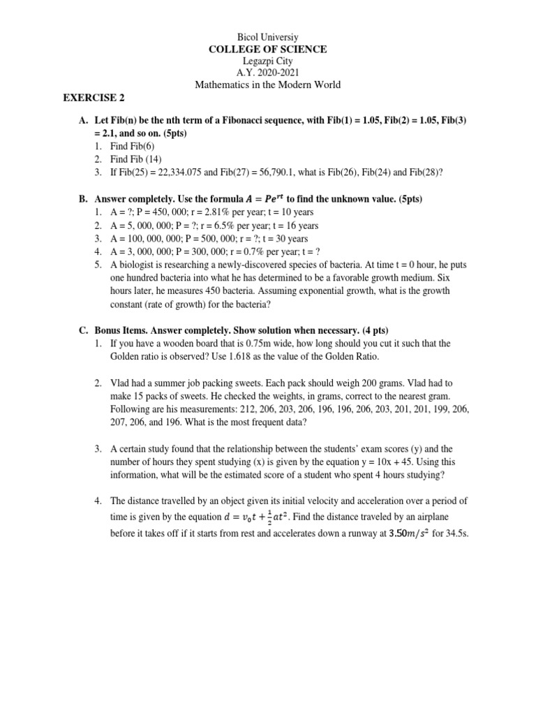 Chapter 1. Exercise 2 | PDF | Acceleration | Physical Quantities