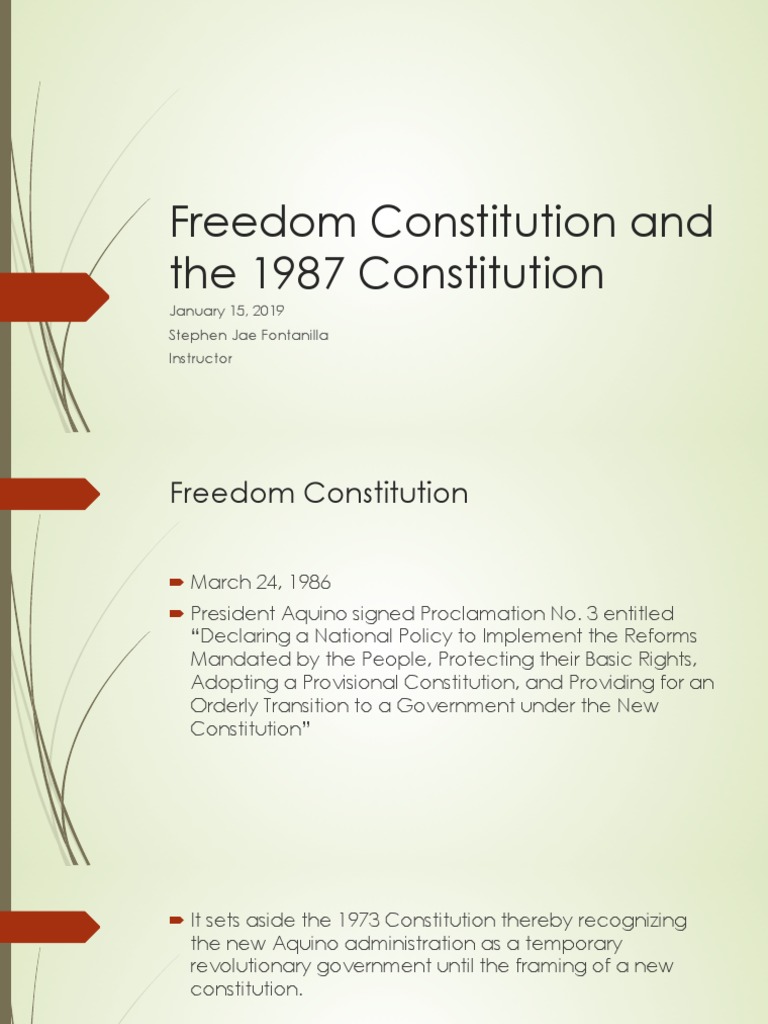Freedom Constitution and The 1987 Constitution | PDF | Legal Documents ...