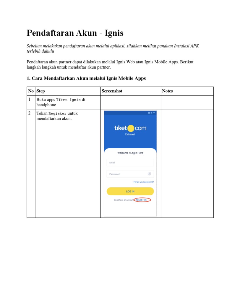 Cara Daftar Akun - Ignis | PDF