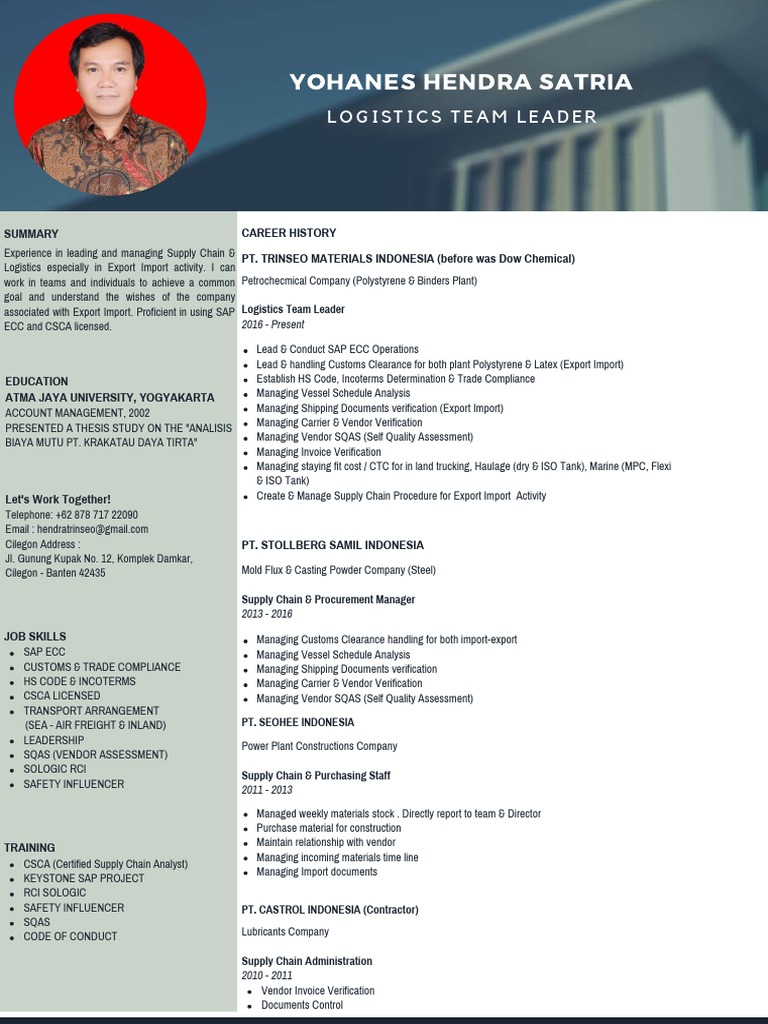 CV - Yohanes Hendra Satria | PDF | Logistics | Business Process