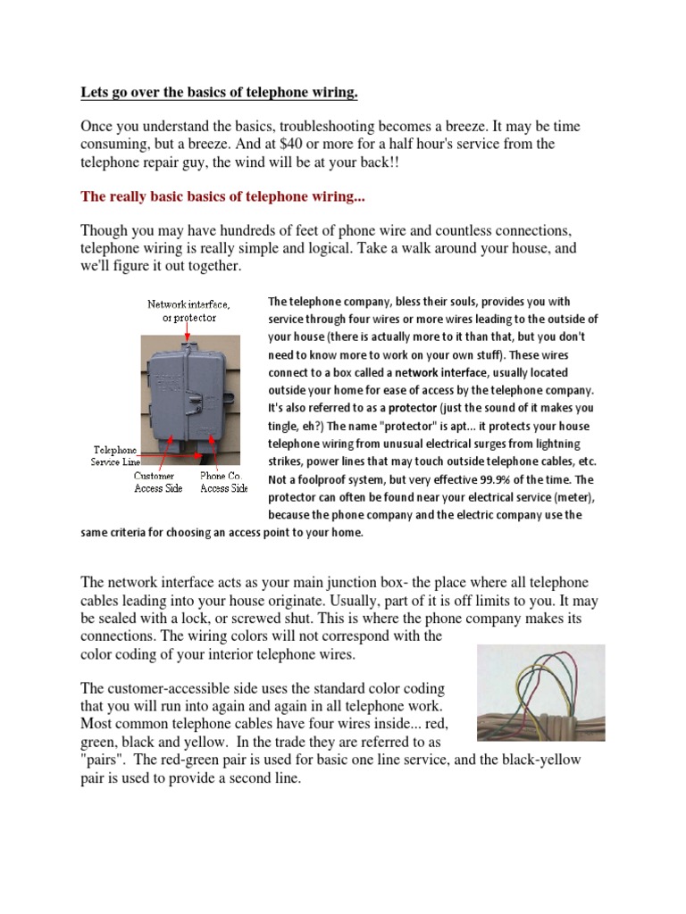 Telephone Wiring Basics | PDF | Electrical Connector | Telephone