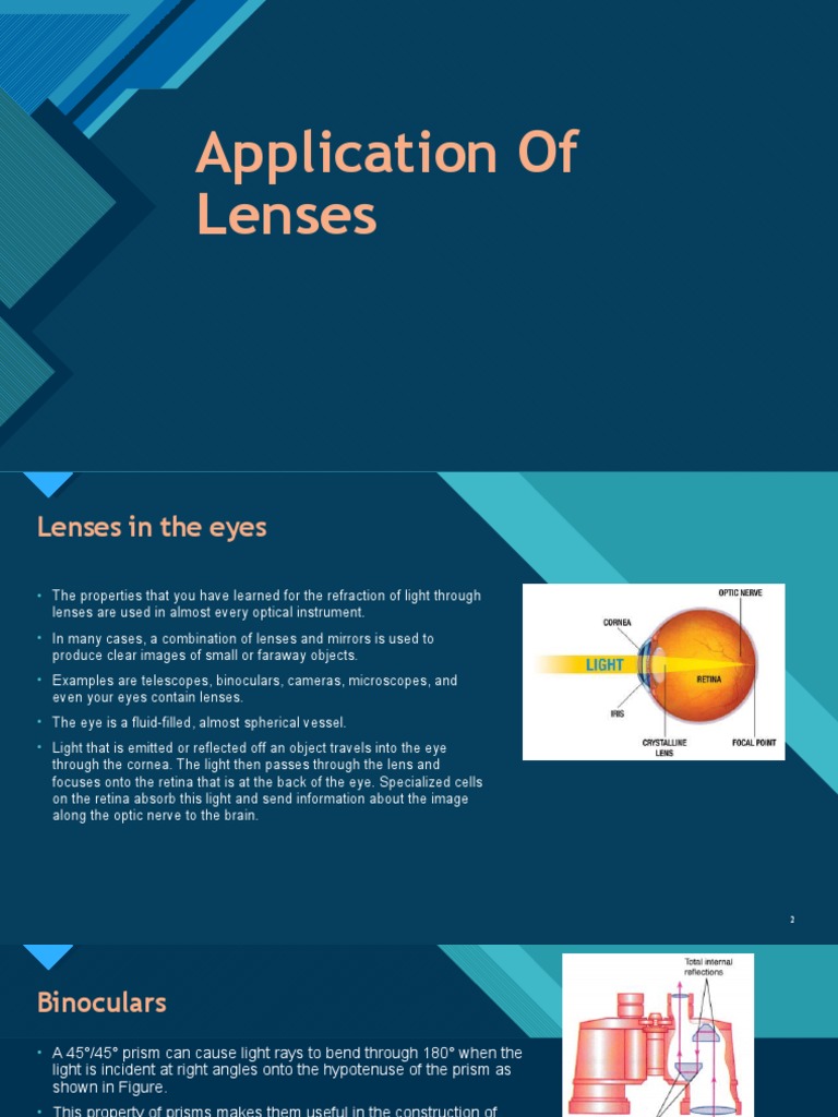 Application of Lenses: Click To Edit Master Title Style | PDF | Optical ...