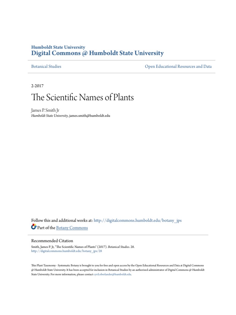 The Scientific Names of Plants | PDF | Genus | Plants