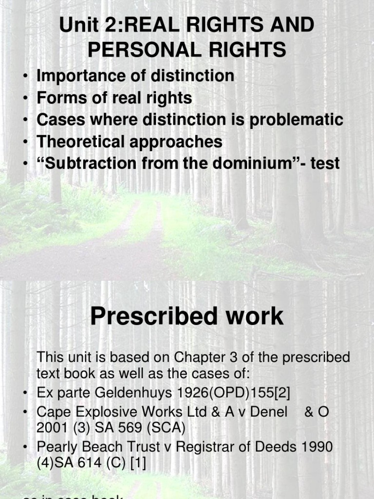 Unit 2:real Rights and Personal Rights | PDF | Ownership | Property