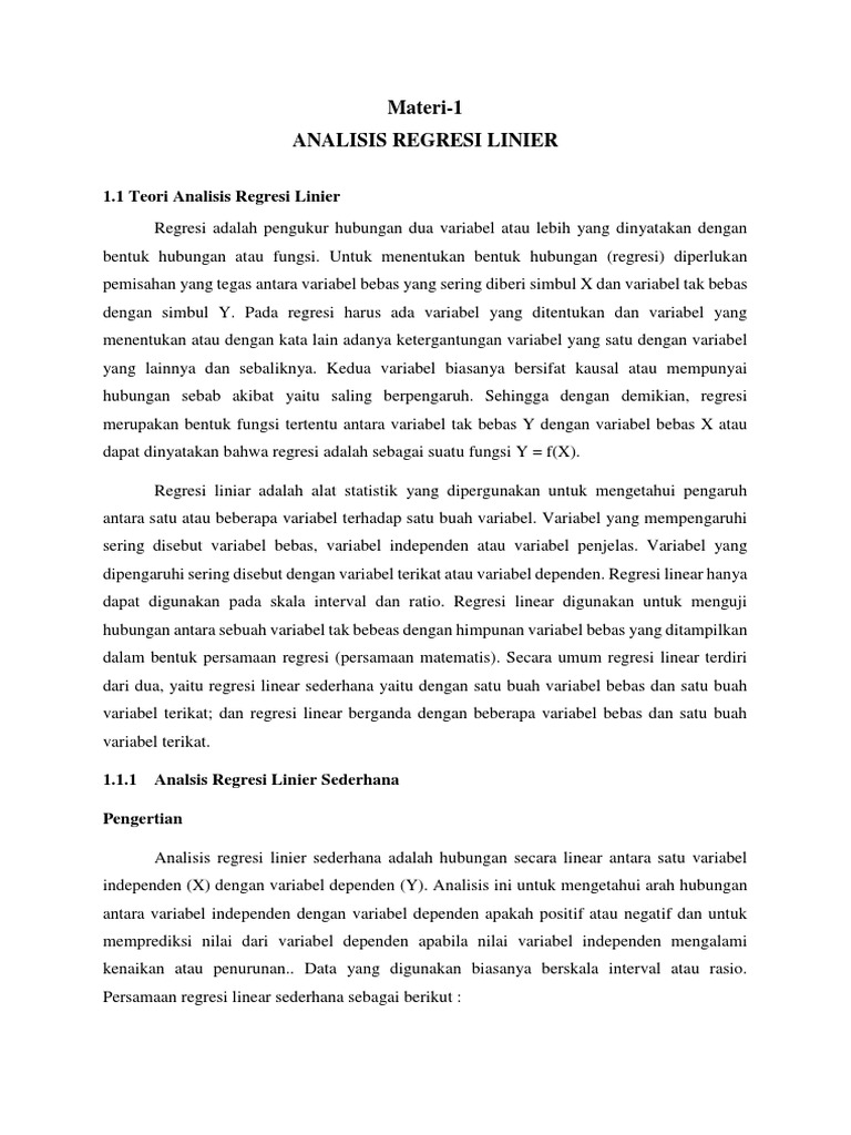 MAP 1 - Materi 1 Analisis Regresi Linier | PDF | Metode & Bahan Ajar