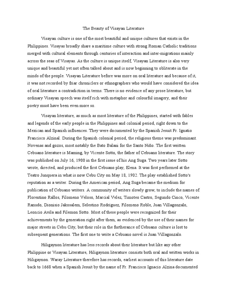 Visayan Literature | PDF | Poetry