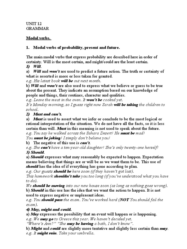 Modal Verbs Unit-12 | PDF | Nature