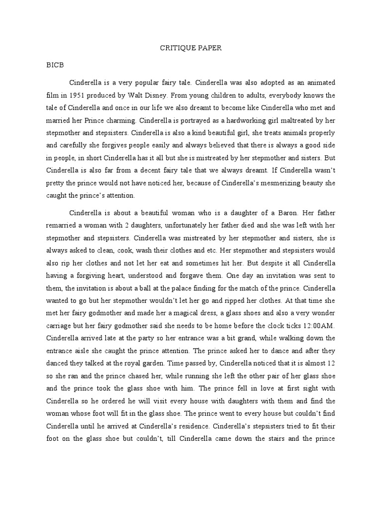 Critique Paper | PDF | Cinderella